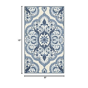 Maples Rugs Vivian Medallion Kitchen Rugs Non Skid Accent Area Carpet [Made in USA], 1'8 x 2'10, Blue