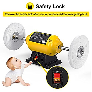 Woodskil Bench Buffer Polisher 4.8A 8-Inch Polishing Machine 3600rpm with 2 pcs-Fiber Wheels for Buffing Metal, Jewelry, Wood, Jade, and Plastic Parts