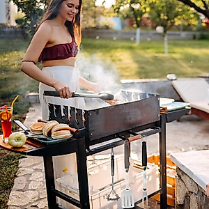 Qinshaine Barbecue Tool Set, BBQ Tools Set with Spatula, Tongs, Fork&Grill Cleaning Brush- The Ideal BBQ Gift Set for Men.4 -Piece (4pc)