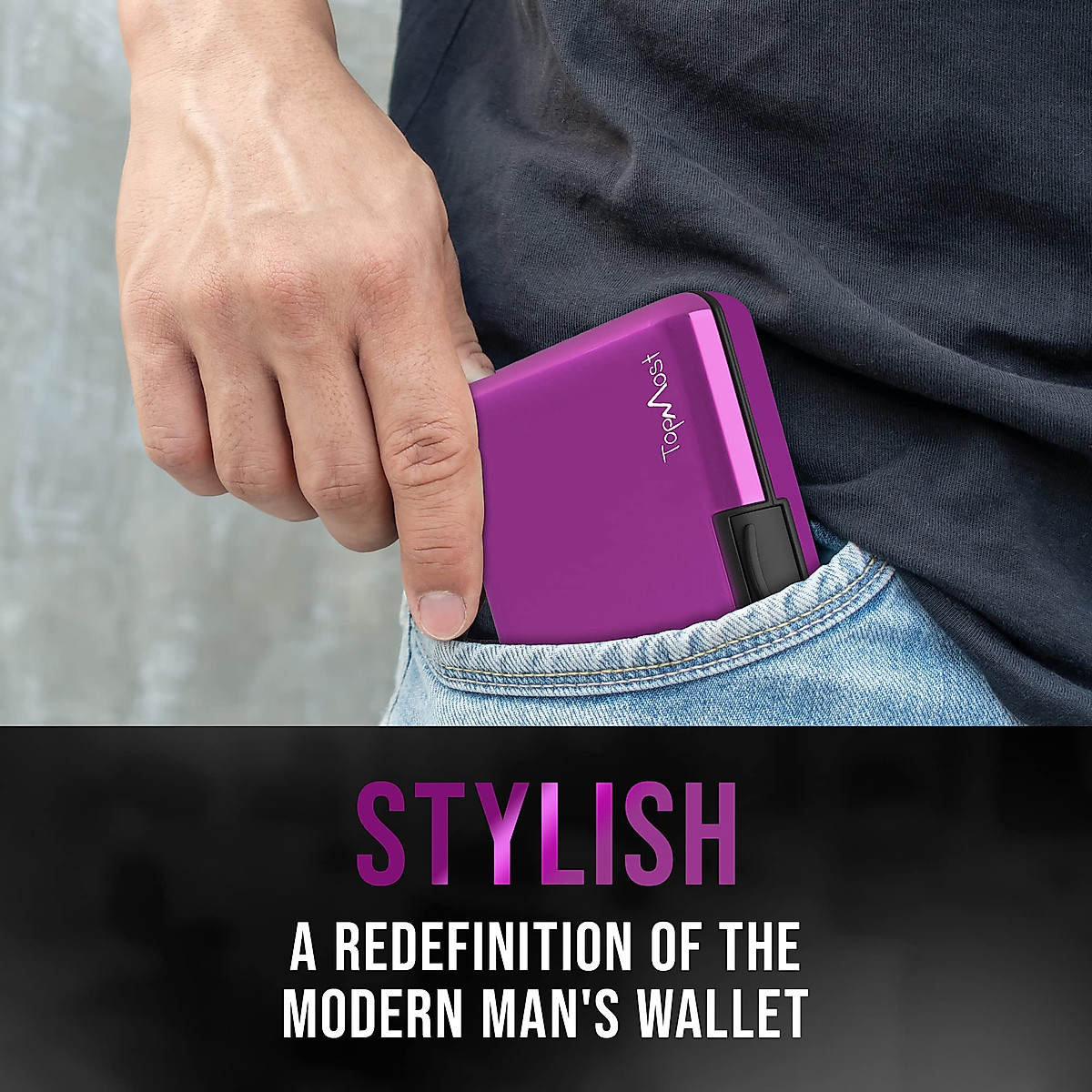 TopMost Aluminum Wallet, Card Case Wallet, Metal RFID Credit Card Holder for Men & Women, 6 Cotton Slots for 12 Cards And Bills, Rfd Protective (Purple)