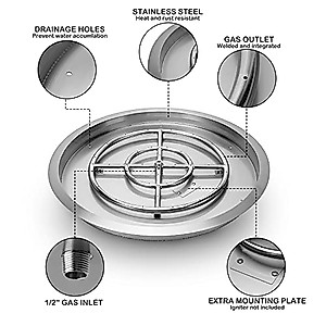 Stanbroil 25 inch Round Drop-in Fire Pit Pan with Spark Ignition Kit Propane Gas Version