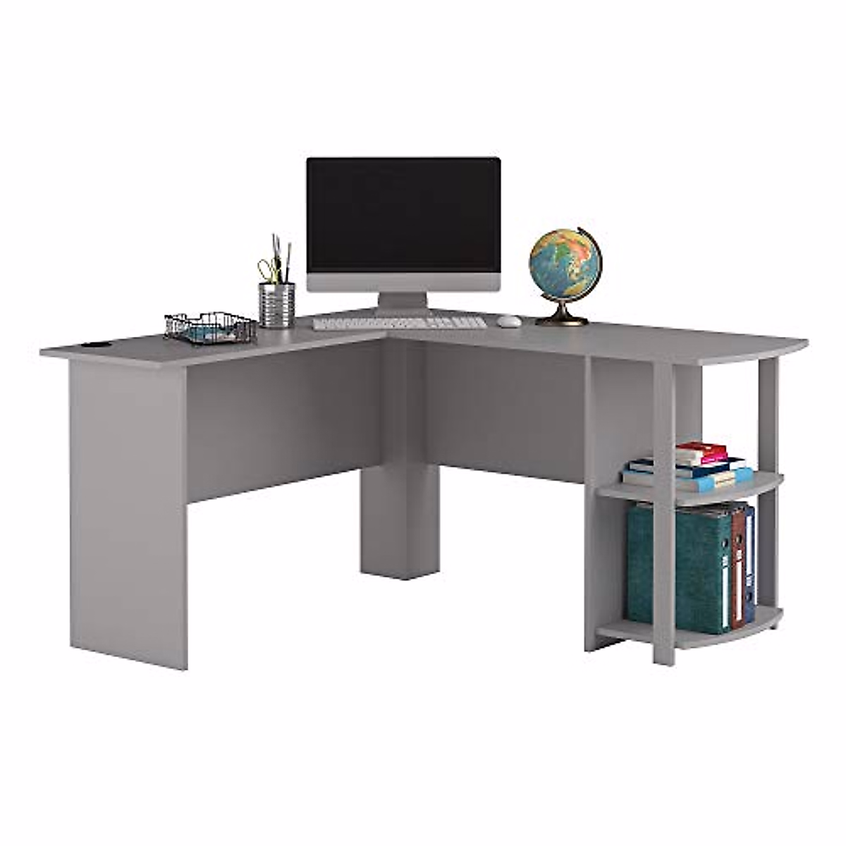 Ameriwood Home Dakota L-Desk with Bookshelves, Dove Gray