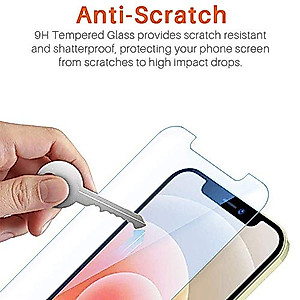 Focuses iPhone 12 Screen Protector, iPhone 12 Pro Screen Protector, Anti Blue Light Tempered Glass Film for Apple iPhone 12 Pro & iPhone 12,3-Pack
