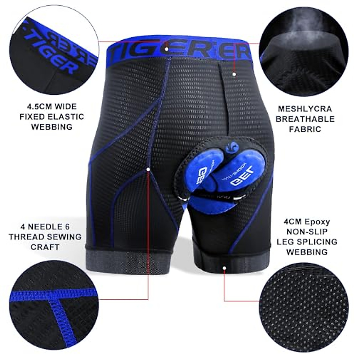 X-TIGER Men's Bike Shorts 5D Padded Cycling Shorts for Men, Mountain Road Bicycle Riding UPF 50+ Cycle Shorts Zipper Pockets