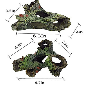 Hamiledyi 4Pcs Decaying Trunk Driftwood Aquarium Ornament,Small Resin Wood Trunk Aquarium Decoration Log,Tank Decoration for up to 20 Gallon Tank Betta & Fish Accessories Aquarium Cichlid Hideout Cave