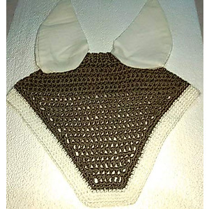A C Horse Ear Net Crochet Fly Veil Equestrian Fly Bonnet/Veil/mask Standard Size