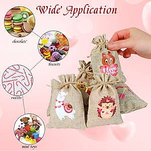 CCINEE 36PCS Valentine's Day Burlap Bags, 4"x6" Heart Love Shaped Drawstring Gift Bags Candy Pouches Linen Pockets for Valentine's Day Wedding Birthdays Party Favor Gift Bags