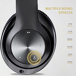 9S Bluetooth Headphones Over-Ear,CVC 6.0 Noise Cancelling Mic Wireless Headphones,60 Hrs Playtime Hi-Fi Stereo Deep Bass Foldable Headphones for Online Class, Home Office, PC, Cell Phones (Black)