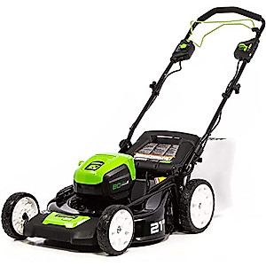 Greenworks Pro 21-Inch 80V Self-Propelled Cordless Lawn Mower, Tool-Only, MO80L00 & Pro 80V 20-Inch Snow Blower with 2Ah Battery and Charger