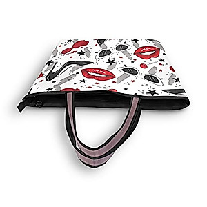 Tote Bag Aesthetic (Lips Heels), Large Capacity Zipper Women Grocery Bags Purse for Daily Life 2 Sizes