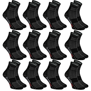 12 pairs of Black Athletic Socks: Running, Cycling, Fitness, Breathing Cotton S