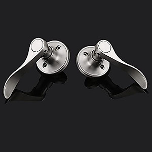 Probrico Pack of Two Dummy Door Lever for Left Hand and Right Hand Brushed Nickel Interior Door Handle Wave Style Non-Turning Door Knob Stainless Steel