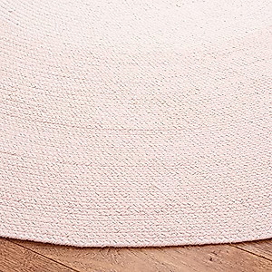 SAFAVIEH Cape Cod Collection 3' Round Pink CAP242U Handmade Braided Cotton Area Rug
