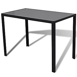 KFJBX Kitchen Tables and Chairs Set Dining Room Table Set for 6 Black
