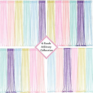 6 Panels Pastel Rainbow Backdrop 5ft x 7.3ft Tulle Backdrop Unicorn Drapes Curtains for Baby Shower Photography Birthday Party Wedding