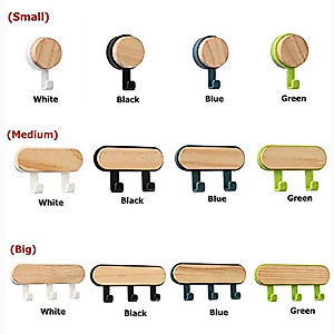 WEISHA Wall Hook 1PC Wall Mounted Self Adhesive Hook Decor Wall Wood Hooks Coat Bag Hanger Organizer Hook Home Kitchen Storage Rack(3 Hooks,Blue)