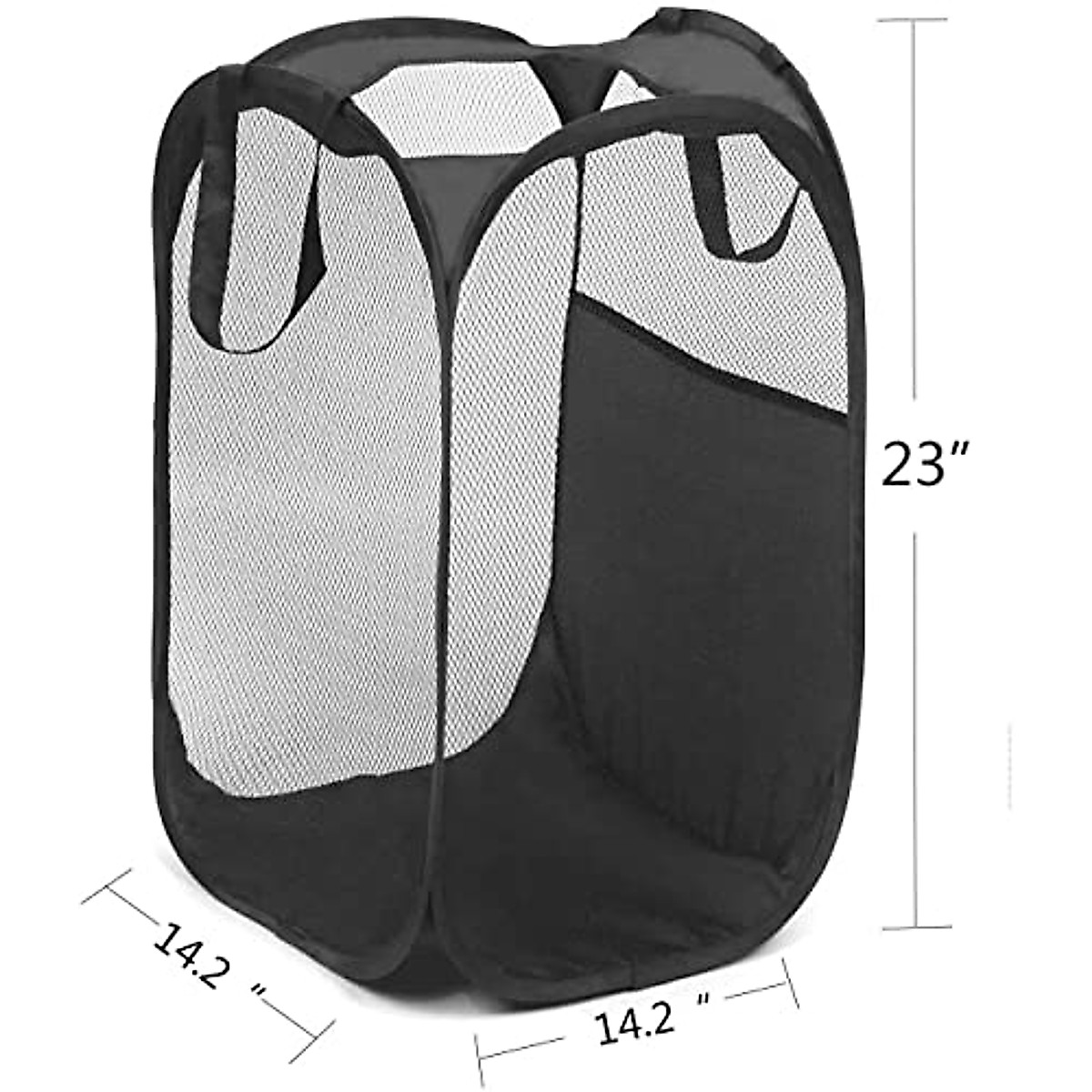 BENJUNC 2 laundry baskets, pop-up laundry baskets, foldable mesh laundry baskets (each with 2 reinforced handles), black + blue…