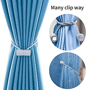 YUNTUOO 18 Inch Strong Magnetic Curtain Tiebacks, Curtain Holdbacks Modern Upgrade Strong 2021 New Twisted Style Decorative Drapery Rope ​Tie Backs(2 Pack Silver Grey)