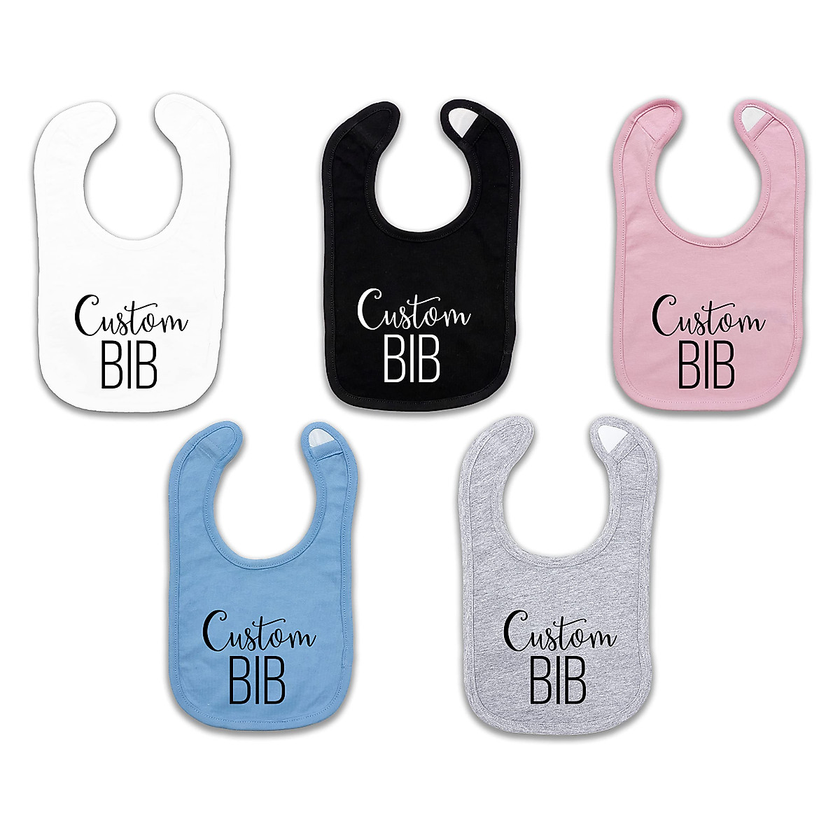 Kate & Meri Custom Baby Bib - Personalized Bibs For Babies & Infants (Heather Gray)