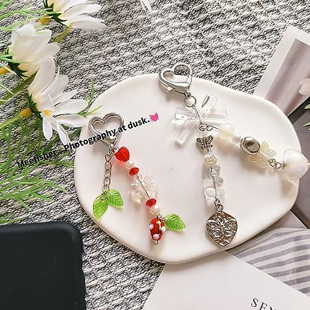 Meefisher White Bear Y2K Aesthetic Accessories Gift Keychain Cute Love Heart Keyring for Girl Women Bag Charms Pendant, Kawaii Jewelry Gifts