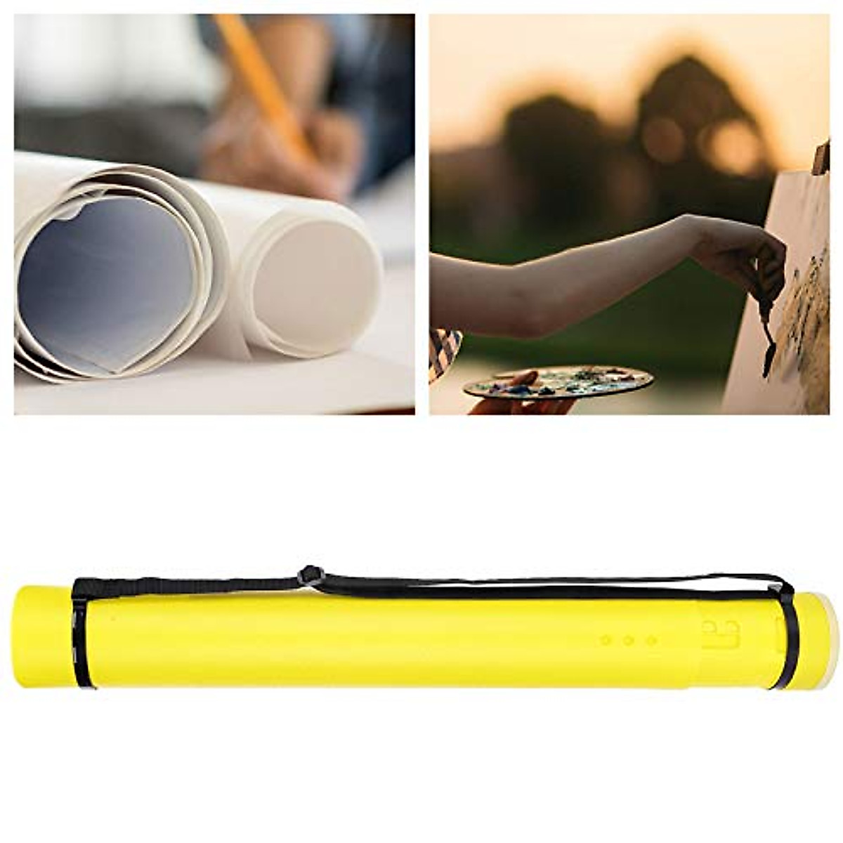 Blueprint Tube, Moisture-Proof Documents Storage Tube, with Strap for Posters Maps(yellow)