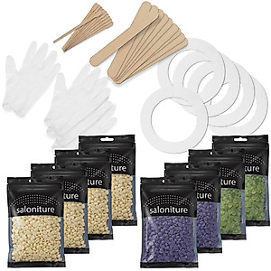 Saloniture Home Waxing Kit Wax Warmer Machine for Hair Removal with Digital Display - Black with Black Lid