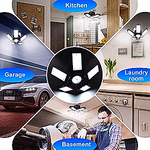 JMTGNSEP LED Garage Lights 2 Pack Eqv. 100W Garage Light 10000LM Screw in LED Garage Light 5 Panel Deformable Garage Lighting Fixtures 6500K LED Shop Light Bulb for Garage Workbench Basement Attic