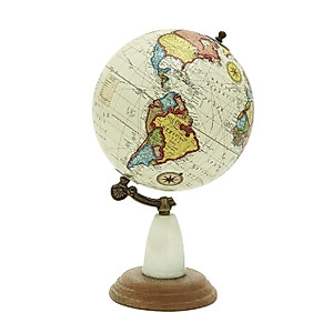 Deco 79 Mango Wood Globe, 8" x 8" x 14", White