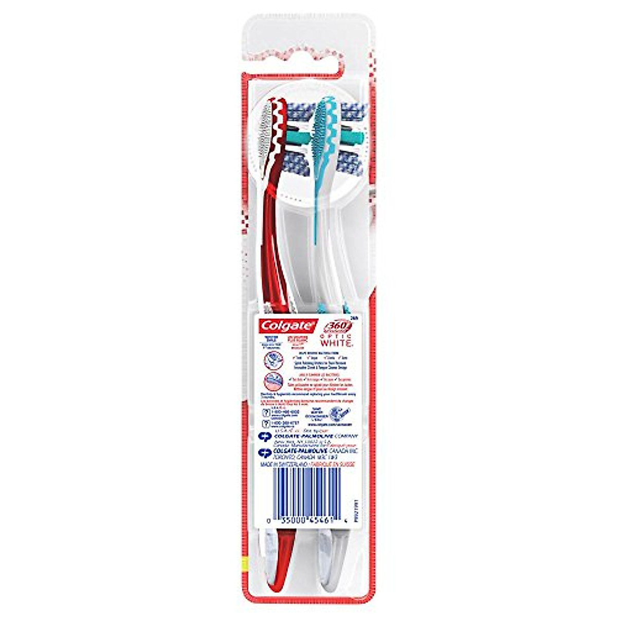 Colgate 360 Advanced Optic White Toothbrush, Soft, 2 Count