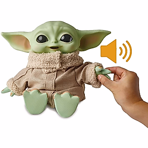 Mattel Star Wars Grogu Plush 10-inch Toy, Character Figure with Soft Body, Sounds & Carrier, Inspired by Star Wars The Mandalorian
