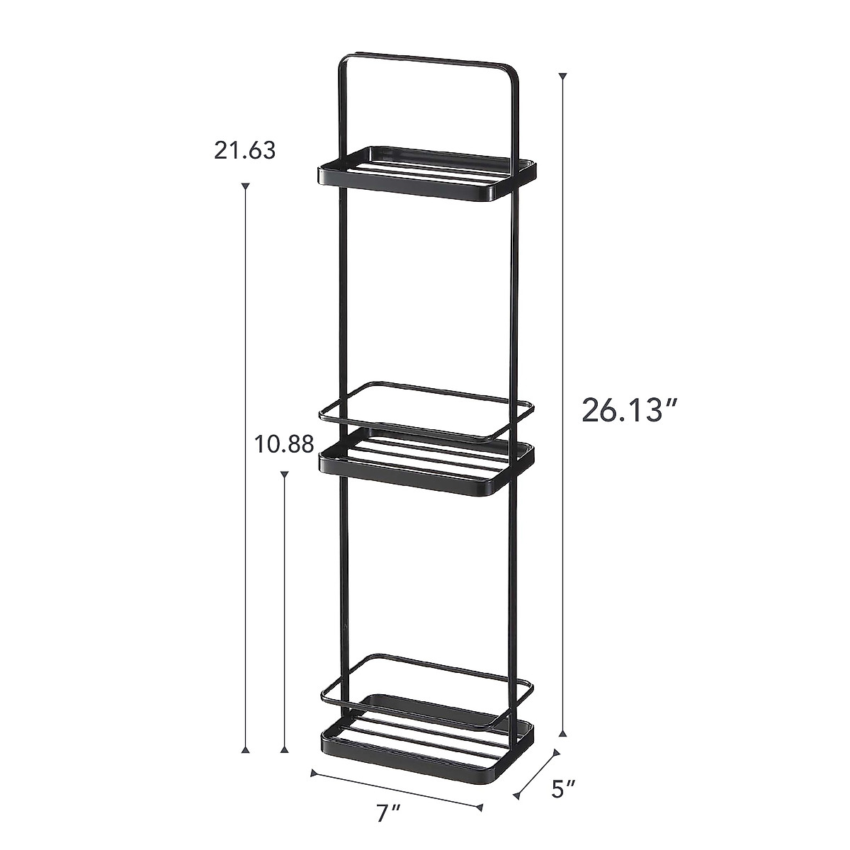 Yamazaki Home Wire Standing Shower Caddy with Bath Shelf Baskets, Steel, Tall, Water Resistant, No Assembly Req.