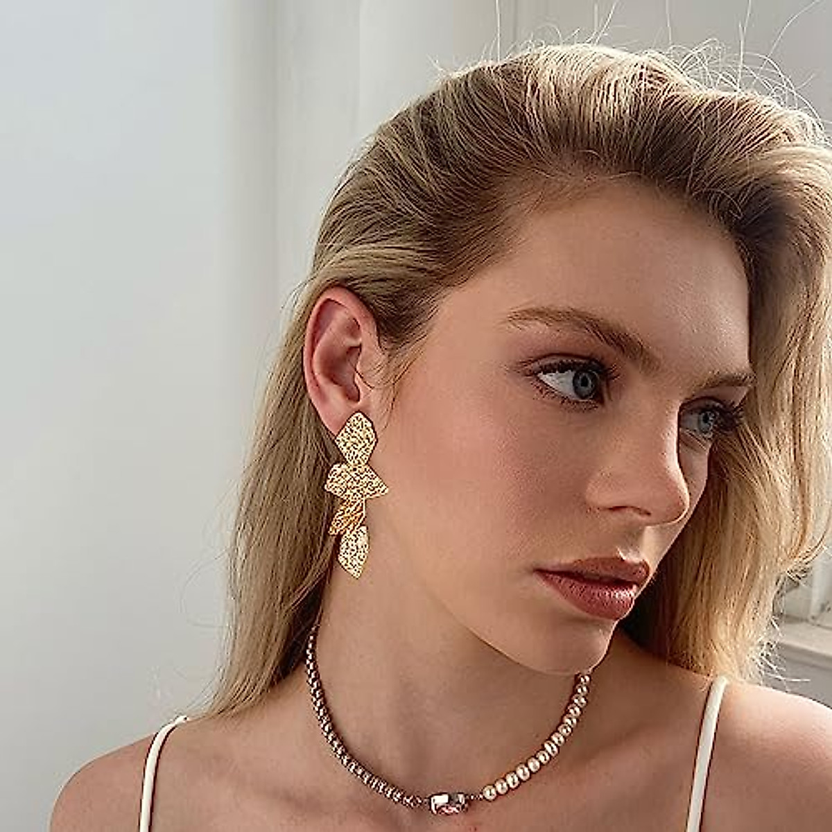 Thunaraz 8 Pairs Gold Statement Earrings for Women 14K Gold Plated Exaggerated Geometric Big Disc Drop Earrings Stylish Ginkgo Leaf Heart Dangle Earrings Jewelry Gifts Stylish Design