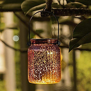 Solar Mercury Glass Jars 2 Pack Outdoor Table Lamps (Bronze)
