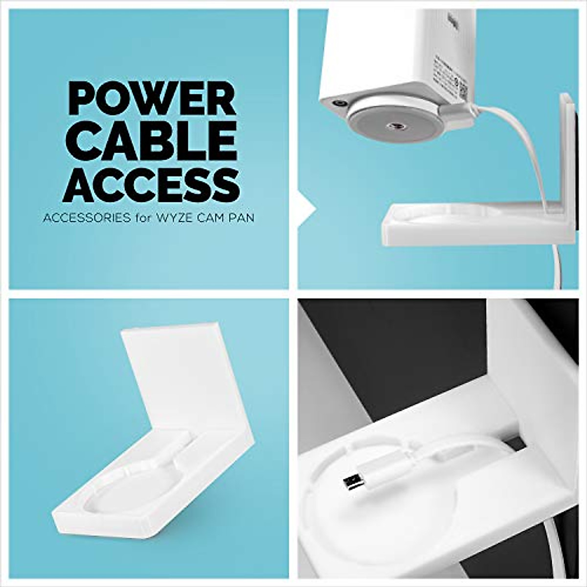 BRAINWAVZ Screwless Wall Mount Kit for Wyze Cam Pan, VHB Stick On - Easy to Install, Full Tilt & Pan Function, No Mess, No Drilling, Strong Adhesive Mount (White)