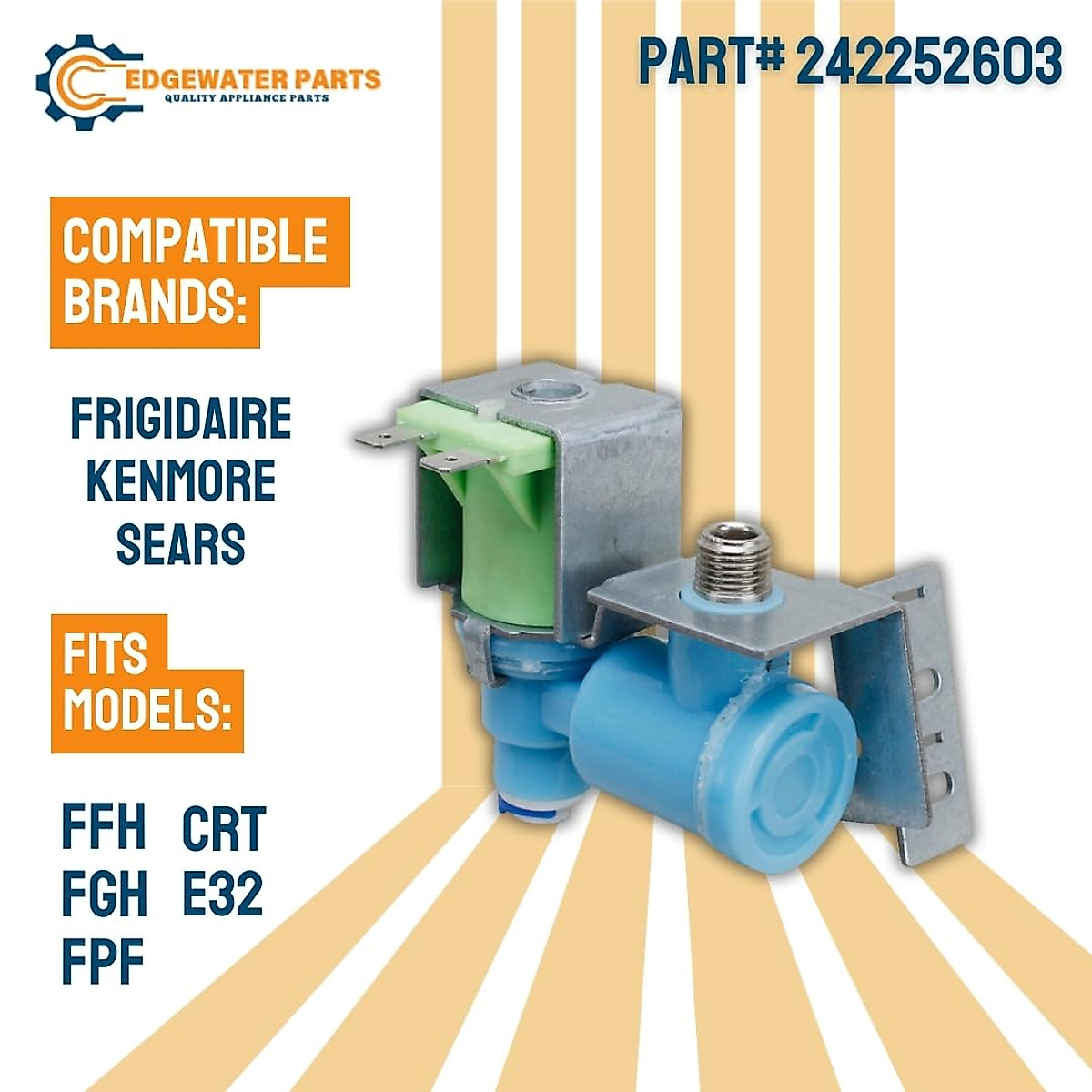 Edgewater Parts 242252603, AP5671756, PS7784017 Ice Maker Water Valve Compatible with Frigidaire Refrigerator 120 vac 50/60hz 20240517 35W 5103240704420 2231801 0728