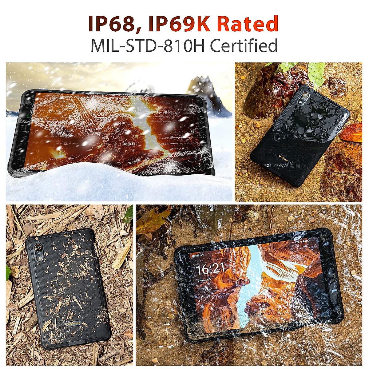 Ulefone Armor Pad Rugged Tablet(WiFi+Cellular), 7650mAh, 8 Inch IP69K Waterproof Tablet, Octa Core 4GB + 64GB Android 12, Dual Speakers Dual 4G, uSmart Expansion Connector, 13MP + 5MP, BT5.2/GPS/NFC