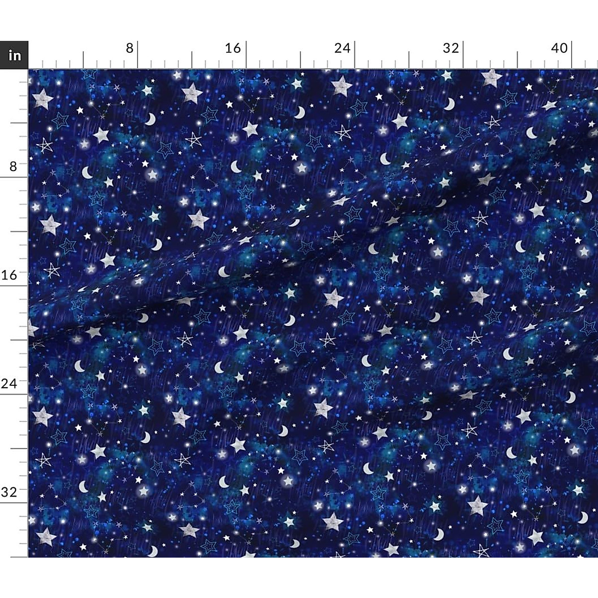 Spoonflower Fabric - Star Constellations Stars Moon Night Dreamy Blue Sky Nursery Printed on Petal Signature Cotton Fabric Fat Quarter - Sewing Quilting Apparel Crafts Decor