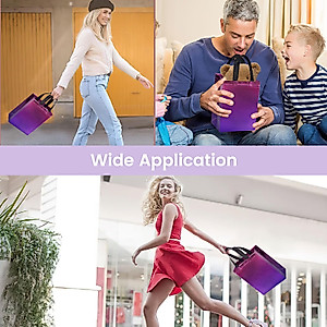 Shindel 6PCS Gift Bags with Handles, Reusable Gift Bags with Iridescent Finish 8"x4"x10" Gradient Purple Party Favor Bags for Birthdays Goodies Treat