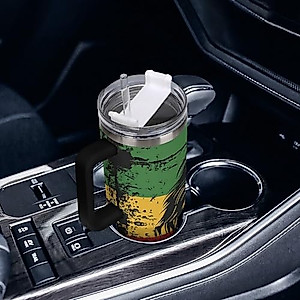 Lion Reggae Jamaica 40OZ Tumbler Stainless Steel Travel Mug Water Bottle Car Cup Tea Cups with Lid Black-style