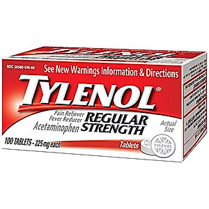 Tylenol Regular Strength Tablets, 100 Count (Pack of 2)