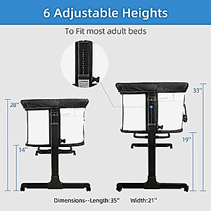 IKOMZY Baby Bassinets Bedside Sleeper, Bedside Bassinet for Baby, Lightweight Portable Bedside Crib with Airflow Mesh and Adjustable Heights