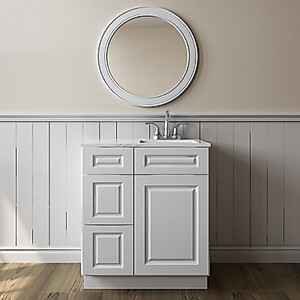 LOVMOR 30'' Bathroom Vanity Sink Base Cabine, Storage Cabinet with 3-Drawers on The Left, Suitable for Bathrooms, Kitchens, Laundry Rooms and Other Places.