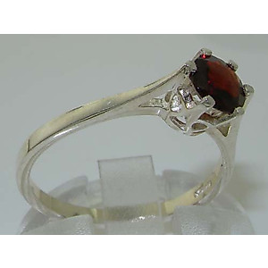 925 Sterling Silver Natural Garnet Womens Solitaire Ring - Sizes 4 to 12 Available