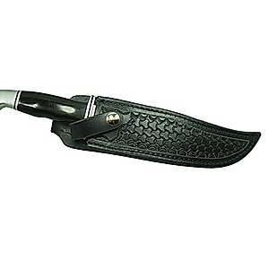 Custom knife sheath for the buck 120 knife. The sheath is made out of 10 ounce water buffalo hide leather. The water buffalo leather is soft pliable and durable. The sheath is a right hand carry with a belt loop that will take up to a 3 inch belt. The she