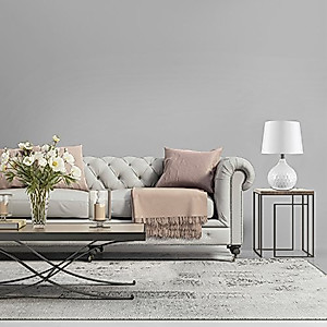 Novogratz x Globe 12912 Caddie 17" Table Lamp, White Ceramic Base, White Fabric Shade, LED Bulb Included