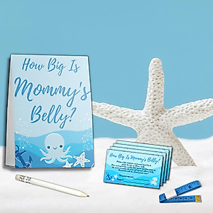 How Big is Mommys Belly Game Nautical Cinta para medir la Panza Measure The Belly Baby Shower Game 62 Piece for 50 Players Ahoy its a Boy Baby Bump Measuring Tape Game