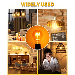TobeBright A19 Vintage LED Edison Light Bulbs, 4W Equivalent 40W LED Bulbs, 2200K Amber Warm Light Bulbs, E26 Medium Base Spiral Filament Dimmable Light Bulbs for Bedroom Living Room Home, 2-Pack
