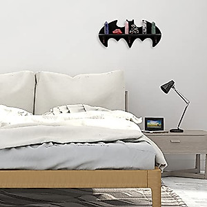 HYLEHE Bat Shelf Crystal Shelf Wall Mounted Floating Shelves-Hanging Floating Wooden Shelves for Goth Home Bedroom or Bathroom-Witchy Room Decor for Crystal Keys