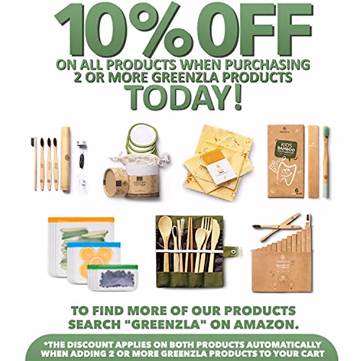 Greenzla 2-Pack Bamboo Utensils Set | With Bonus 2 Bamboo Toothbrushes | Natural Bamboo Straw, Spoon, Fork, Knife, Teaspoon, Chopsticks, Brush & 2 Storage Bags | Reusable Bamboo Cutlery set