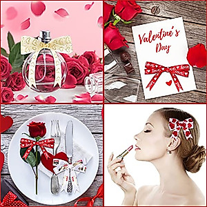 Valentine's Day Ribbons Heart Ribbons Craft Satin Overlocked Ribbons for Gift Wrapping Wedding Birthday Party Decorations DIY Supplies, 8 Rolls x 5 Yards, Total 40 Yards